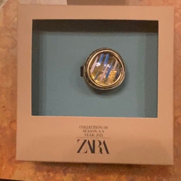 Zara | Jewelry | Zara Womens Limited Edition Blue Antique Gold Metal ...